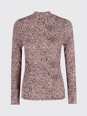 Farm Rio Long Sleeve Leopard Print Mock Neck Top