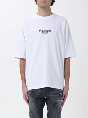 Dsquared2 Drop-shoulder Cotton T-shirt With Contrast Logo - White