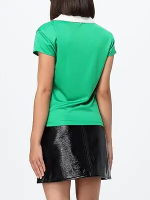 COURREGES Slim Fit Polyester Polo T-shirt With Contrast Piping