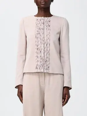 Emporio Armani Crêpe Jacket With Ruffles - Beige