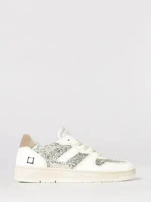 D.a.t.e. Court 2.0 Sneakers In Leather And Glitter - Platinum
