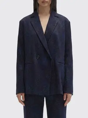 MARGHERITA MACCAPANI Double-breasted Viscose And Glitter Cotton Blazer - Navy