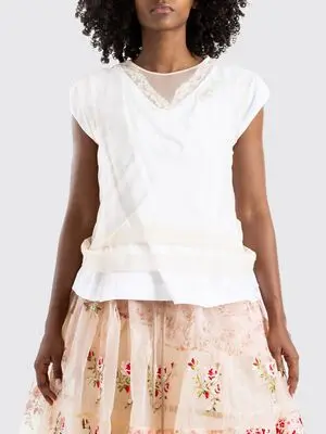 Simone Rocha Cotton T-shirt With Embroidered Tulle And Crystal Embellishments