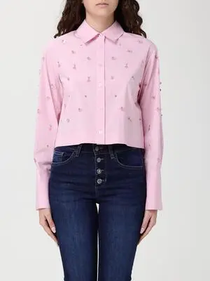 Liu Jo Cotton Blend Shirt With Applications - Pink