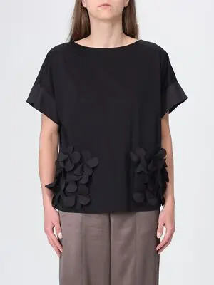 MEIMEIJ Cotton Blouse With Flowers - Black