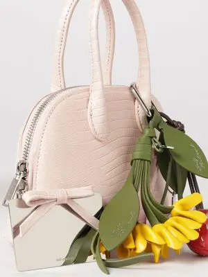 SELF-PORTRAIT Bovine Leather Mini Handbag With Double Handle And Charm