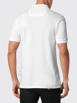 Philipp Plein Short-sleeve Cotton Polo Shirt With All-over Monogram Print - White
