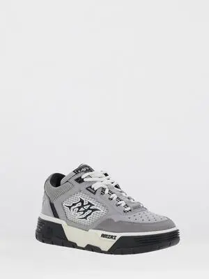 Amiri Ma94 Leather And Mesh Monogram Sneakers - Grey