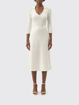 Elisabetta Franchi Silk Blend Midi Dress - White