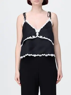 Pinko Twill And Lace Top - Black