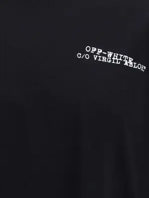 Off-White Cotton T-shirt With Arrow Logo - Black