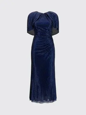 SELF-PORTRAIT Draped Beaded Short-sleeve Midi Ceremony Dress
