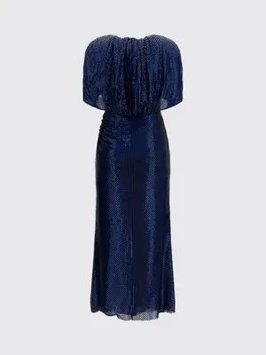SELF-PORTRAIT Draped Beaded Short-sleeve Midi Ceremony Dress