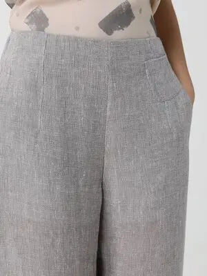 Emporio Armani Linen Blend Wide Leg Trousers - Grey