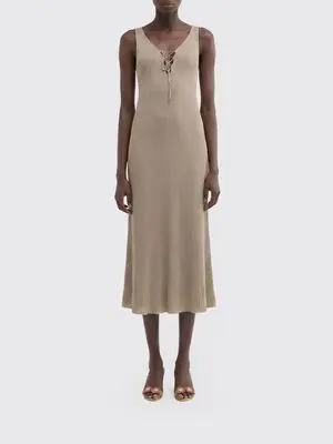 MARGHERITA MACCAPANI Tie Up Midi Dress In Cotton Jersey - Beige