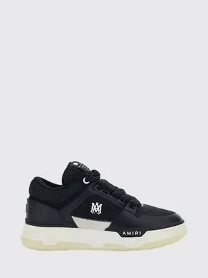 Amiri Ma-1 Leather And Mesh Sneakers With Monogram And Padded Ankle - Black