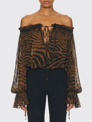 Blumarine Viscose Blouse With Animal Print - Multicolor