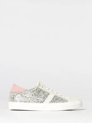 D.a.t.e. Hill Sneakers In Suede And Glitter - Platinum