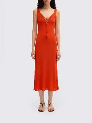 MARGHERITA MACCAPANI Tie Up Midi Dress In Cotton Jersey - Orange