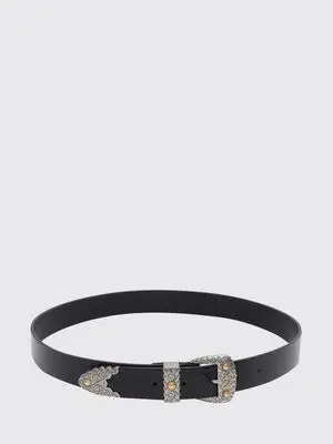 Pinko Shiny Leather Belt With Metallic Finishes - Black