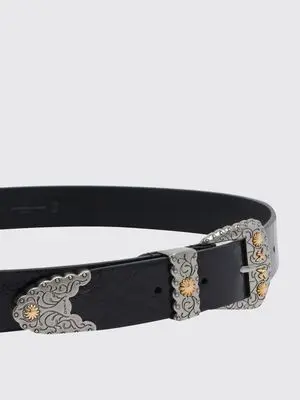 Pinko Shiny Leather Belt With Metallic Finishes - Black