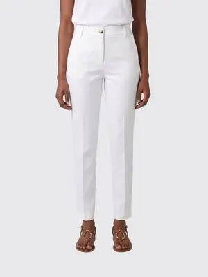 Pinko Cropped Fit Linen Blend Trousers - White