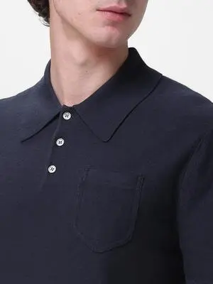A.p.c. Striped Cotton And Cashmere Polo - Navy