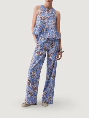 Liu Jo Printed Cotton Poplin Palazzo Pants