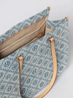 Tory Burch T Monogram Jacquard Cotton Denim Tote Bag