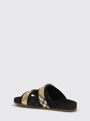 Burberry Urchin Suede And Check Canvas Sandals