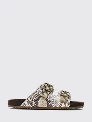 Burberry Urchin Low-heeled Sandals In Python-print Calfskin Leather - Multicolor