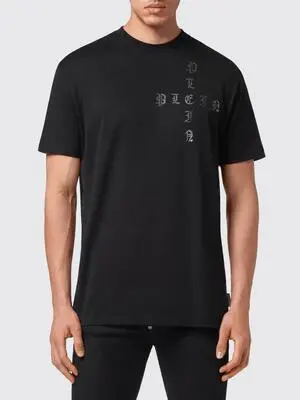 Philipp Plein Cotton Crewneck T-shirt With Rhinestone Logo Lettering - Black