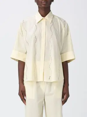 Liu Jo Cotton Shirt With Rhinestones - Yellow