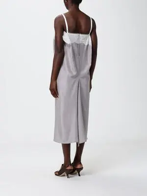 Carven Slipdress In Silk With Lace Inserts