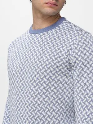 DRUMOHR Geometric Pattern Crew Neck Knit - Gnawed Blue