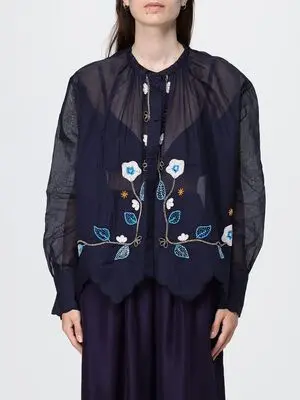 FORTE_FORTE Cotton Poplin Shirt With Beads - Blue