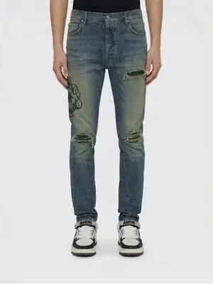 Amiri Distressed Denim Slim Fit Jeans - Grey