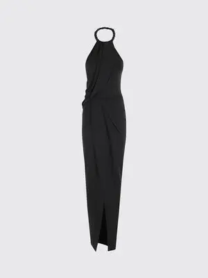 Amen Halterneck Maxi Dress With Draped Detail - Black