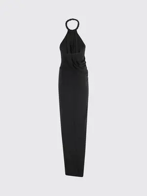 Amen Halterneck Maxi Dress With Draped Detail - Black