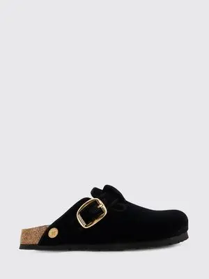 BIRKENSTOCK Boston Big Buckle Velvet Mules - Black