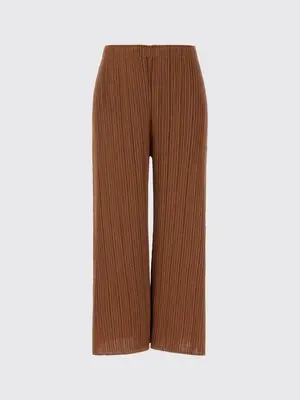 Issey Miyake Cropped Pleated Crêpe Trousers - Brown