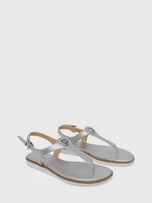 Michael Kors Val Laminated Leather Sandal - Silver