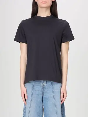 GANNI Cotton T-shirt With Logo Detail - Black