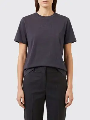 GANNI Cotton T-shirt With Logo Detail - Charcoal