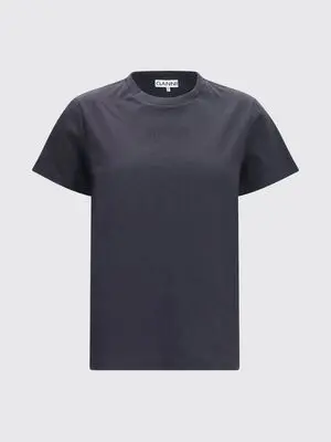 GANNI Slim Fit Cotton T-shirt With Tone-on-tone Logo - Charcoal