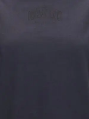 GANNI Slim Fit Cotton T-shirt With Tone-on-tone Logo - Charcoal