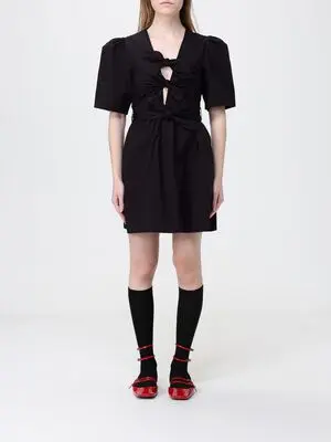GANNI Stretch Cotton Mini Dress - Black