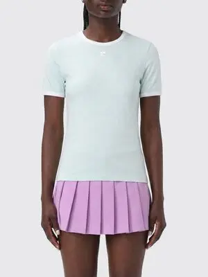 COURREGES Cotton T-shirts With Mini Logo - Mint