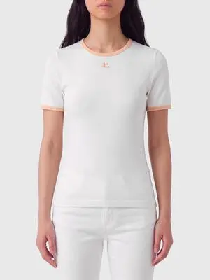 COURREGES Cotton T-shirts With Mini Logo - White