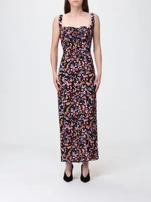 MAR DE MARGARITAS Printed Viscose Long Dress - Black